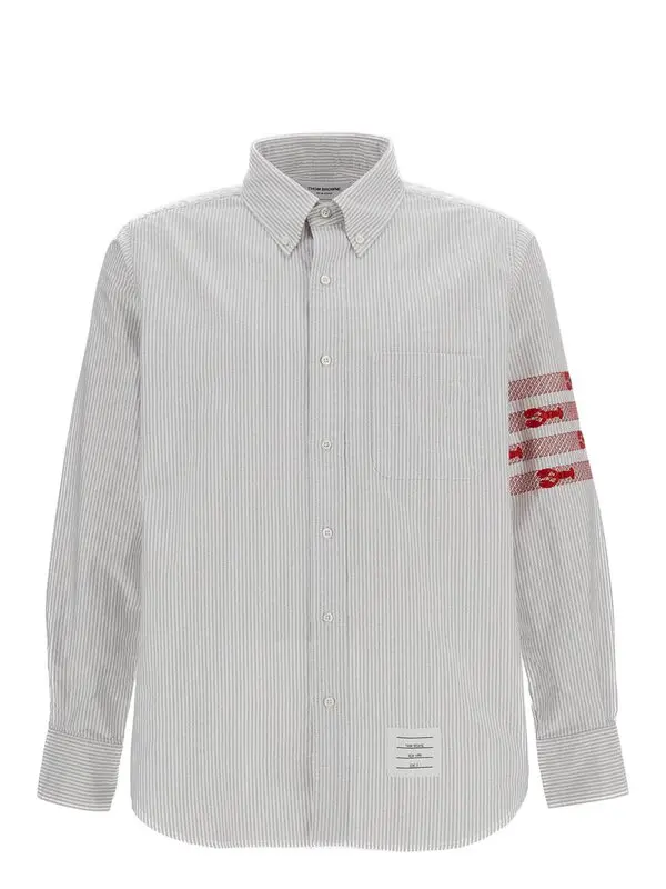 Thom Browne University Stripe 4-bar Lobster Oxford Shirt - Multicolor