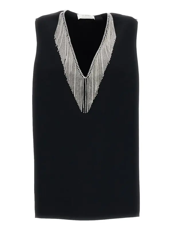 Sportmax Sleeveless V-neck Rhinestone Appliqué Top - Multicolor