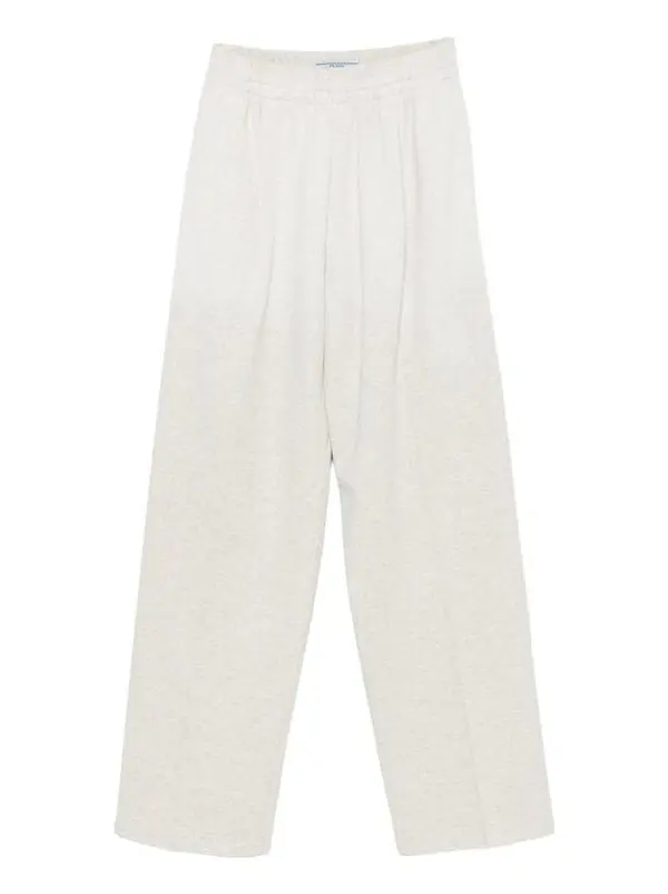 Prada Wide Leg Cotton Trousers - Gray