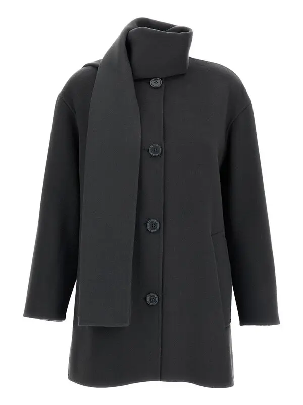 Max Mara Alicia Short Coat With Scarf - Multicolor