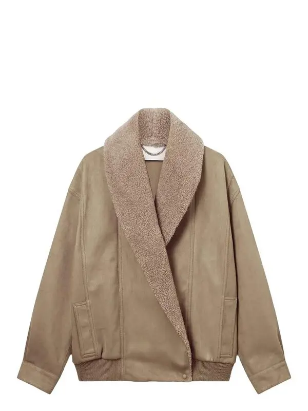 Stella McCartney Faux Shearling Trim Bomber Jacket - Cream