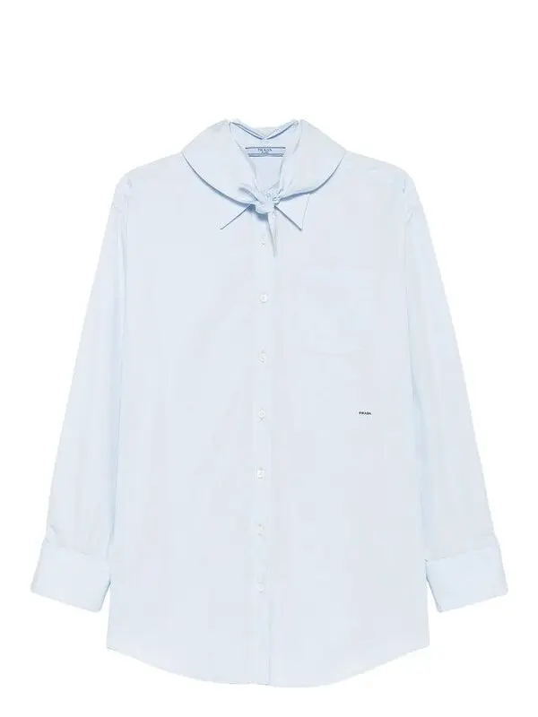 Prada Cotton Twist-detail Collar Shirt - Blue
