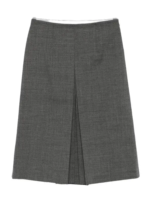 Prada Pleated Skirt With Triangle Patch - Gray