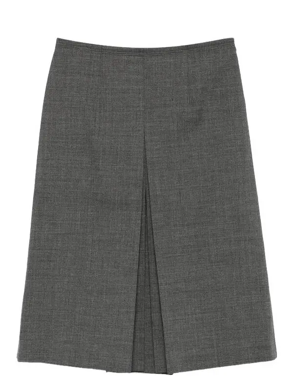 Prada Pleated Skirt With Triangle Patch - Gray