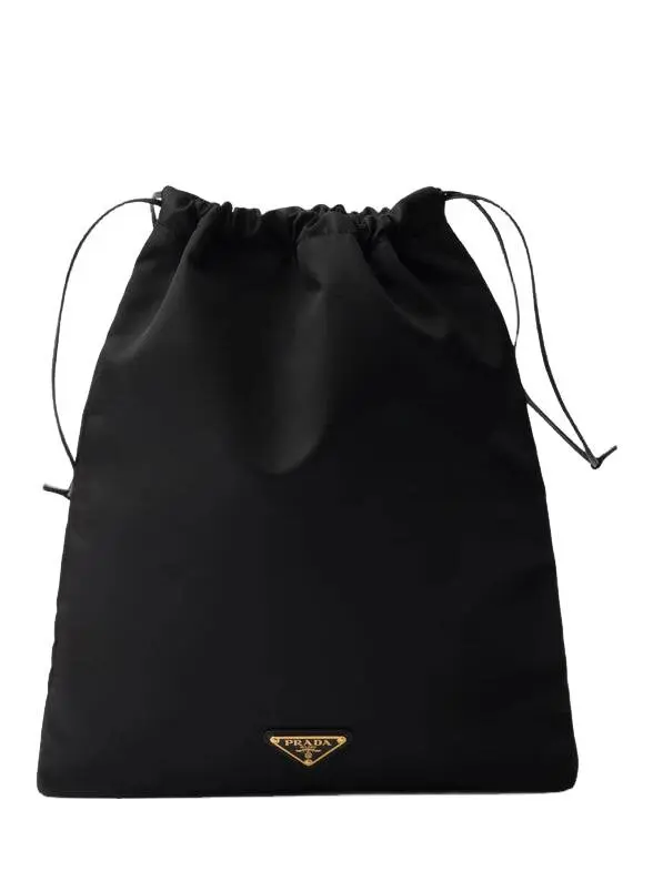 Prada Re-nylon Wish Pouch With Leather Detailing - Black
