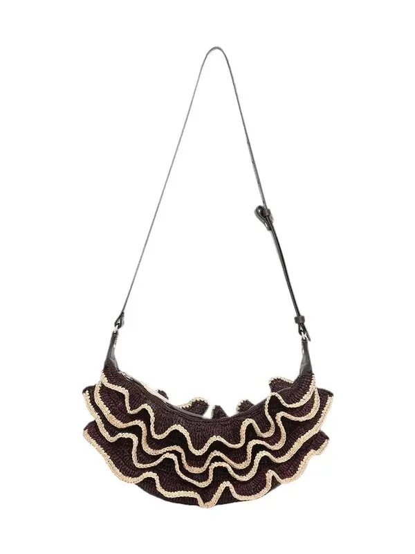 Zimmermann Shoulder Bag With Ruffled Detailing - Brown