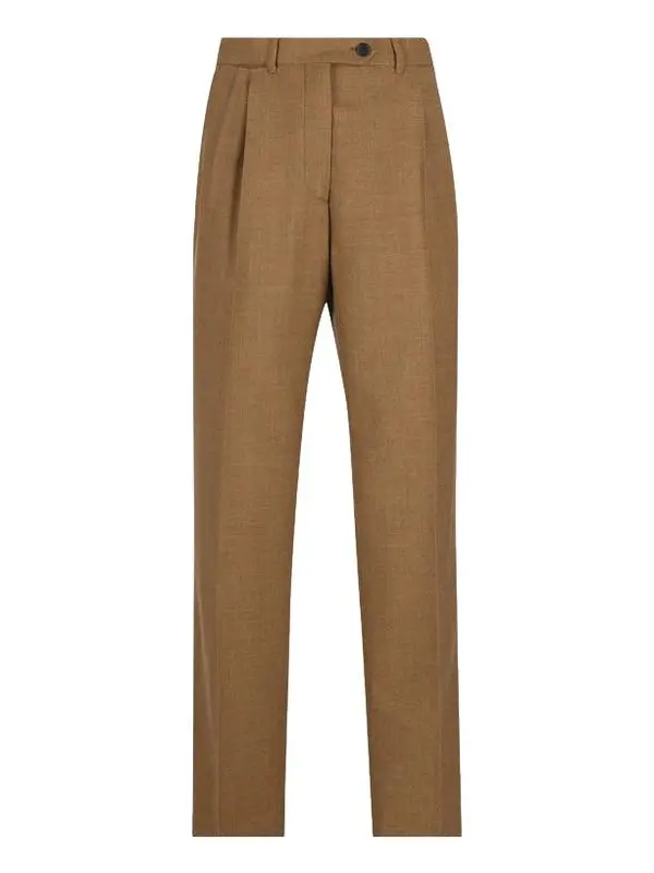 Prada Virgin Wool Tailored Trousers - Cream