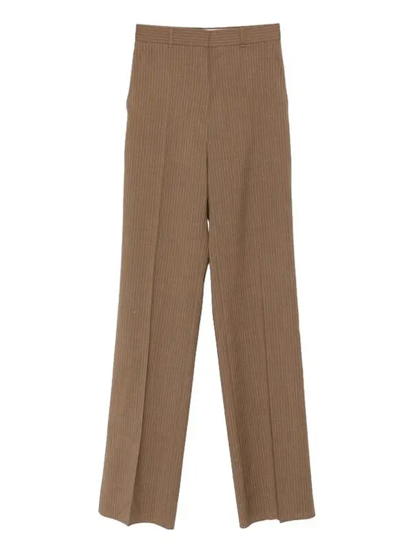 Max Mara Striped Virgin Wool Trousers - Brown