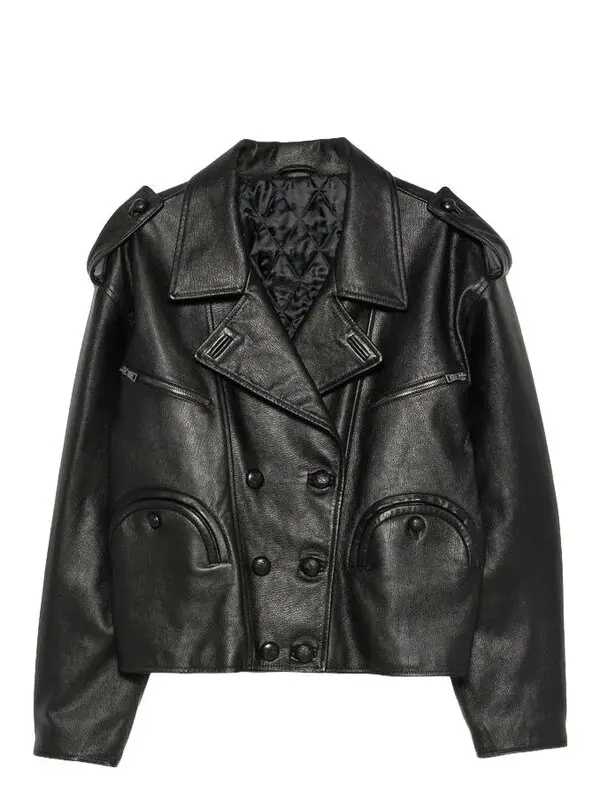 BLAZÉ MILANO Double-breasted Leather Jacket - Black