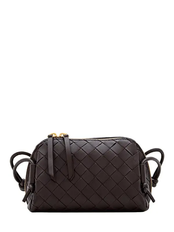 Bottega Veneta Nappa Leather Pouch With Intrecciato Weave And Gold Finish Hardware - Multicolor