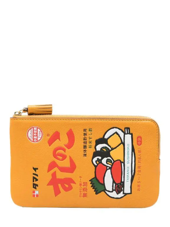 ANYA HINDMARCH Leather Clutch Bag With Graphic Print - Yellow
