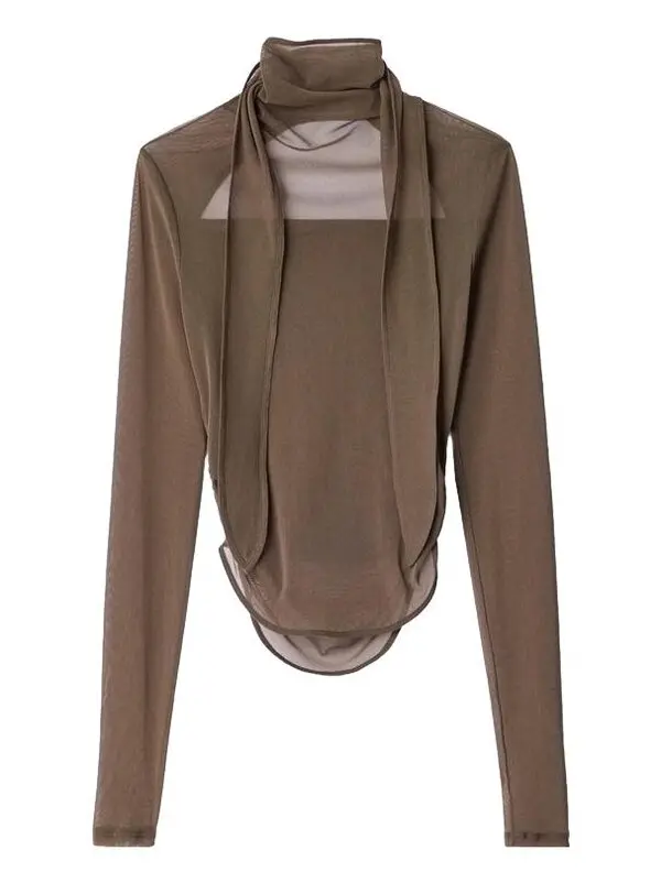 LEMAIRE Long Sleeve Knit Top - Brown