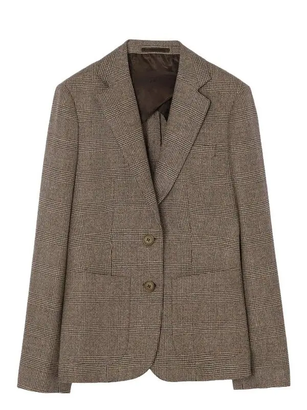Burberry Tailored Prince Of Wales Check Wool-linen Blend Blazer - Brown