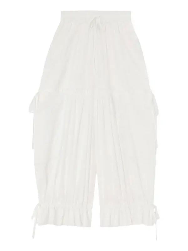 GANNI Tapered Trousers With Drawstring Waistband - White