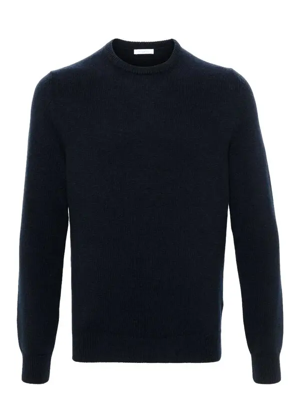 Malo Navy Cashmere Crew Neck Sweater - Blue
