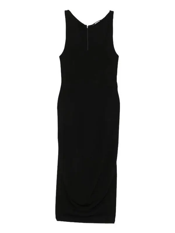 Jacquemus Embroidered Logo Scoop Neck Slim Fit Dress - Black