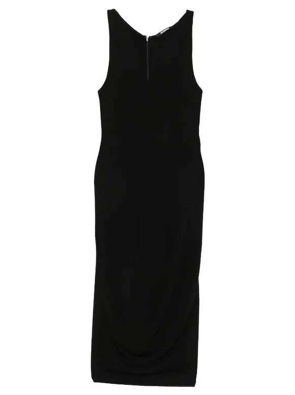 Jacquemus Embroidered Logo Scoop Neck Slim Fit Dress - Black