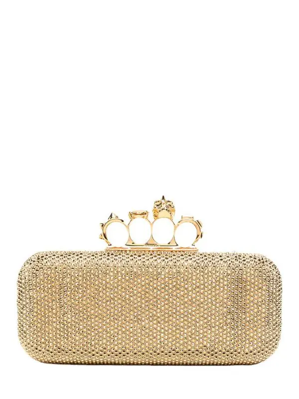 Alexander McQueen Embellished Knuckle Clutch Bag - Gold