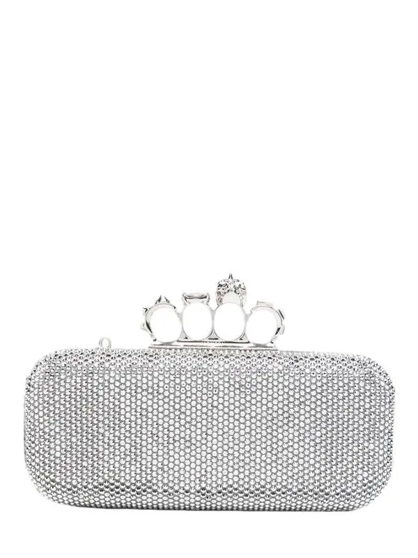Alexander McQueen Crystal Embellished Knuckle Clutch - Silver