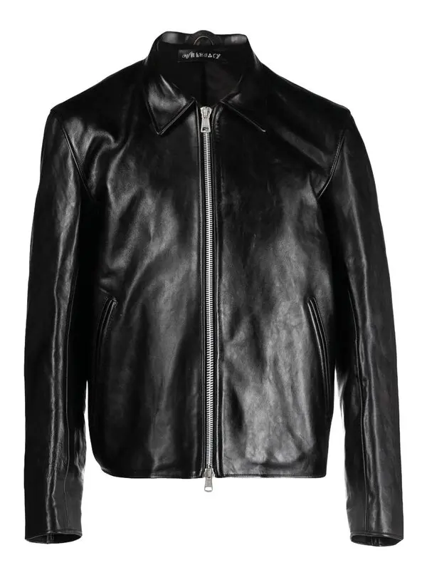 Our Legacy Calf Leather Zip-up Jacket - Black