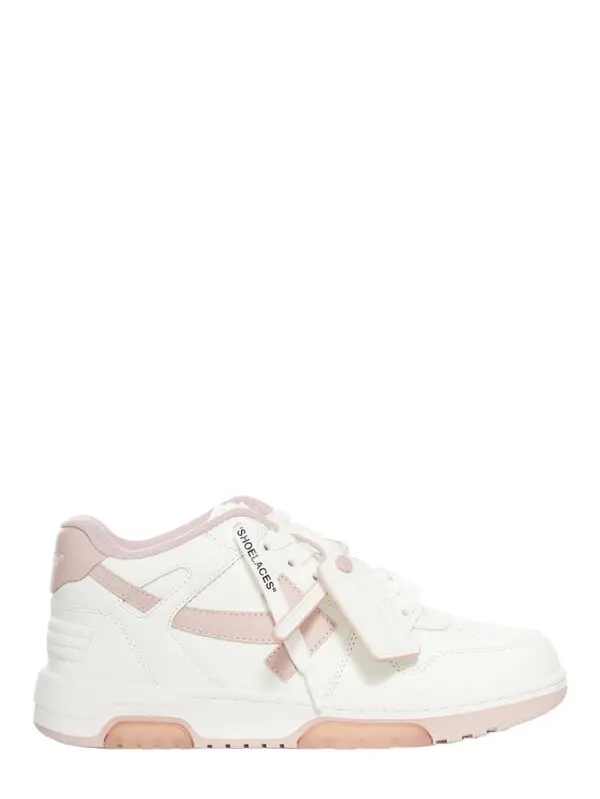 Off-White Leather Trainers With Pink Accents - White