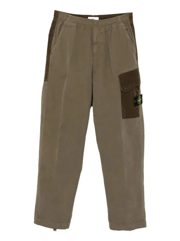 Stone Island Cotton Paneled Cargo Trousers - Green