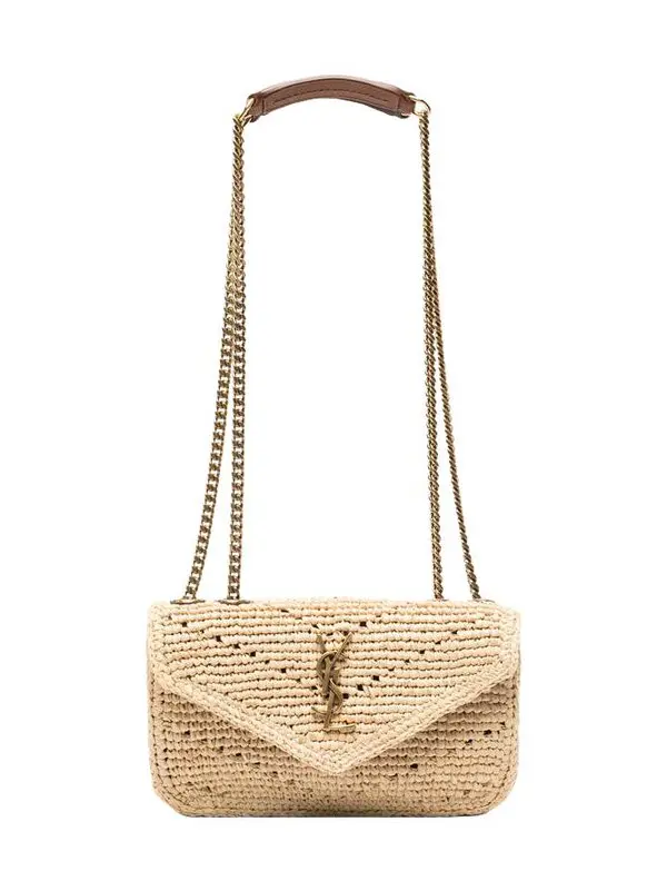 Saint Laurent Raffia Shoulder Bag - Cream