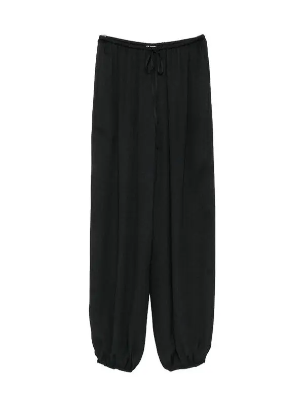 FORTE_FORTE Crepe Textured Drawstring Trousers - Black