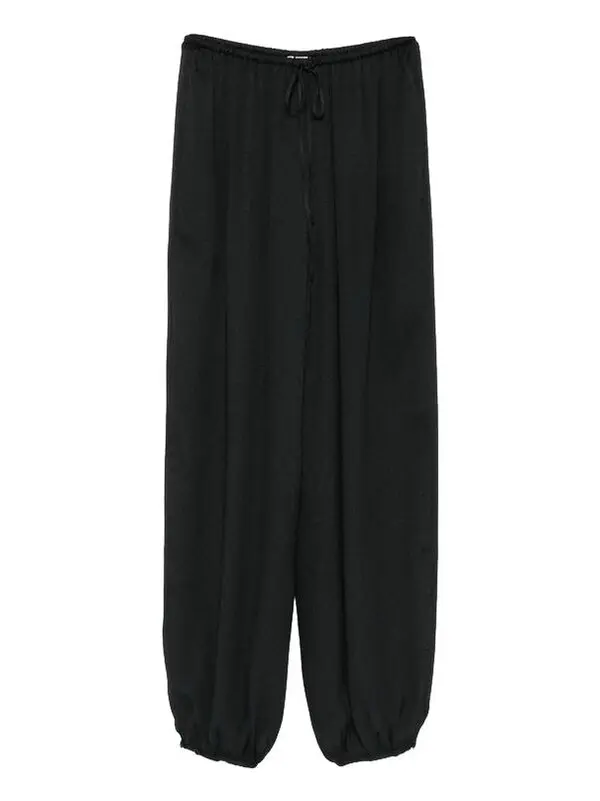 FORTE_FORTE Crepe Textured Drawstring Trousers - Black