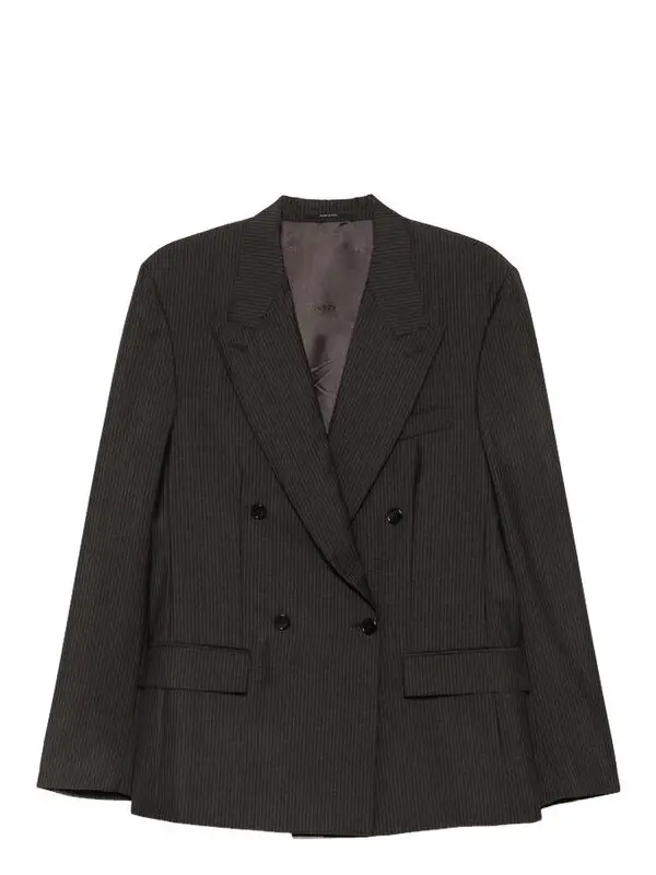 Gucci Dark Pinstripe Double-breasted Blazer - Brown