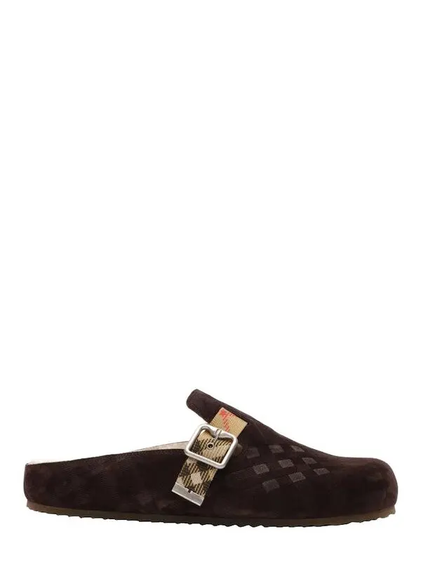 Burberry Suede Shearling Lined Sandals - Brown