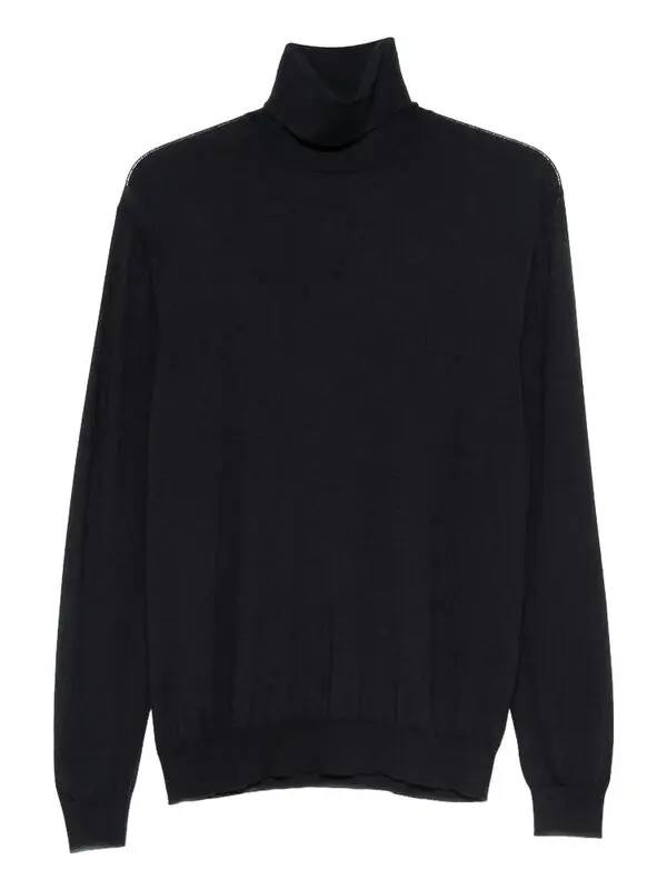 Malo Virgin Wool Roll Neck Jumper - Black