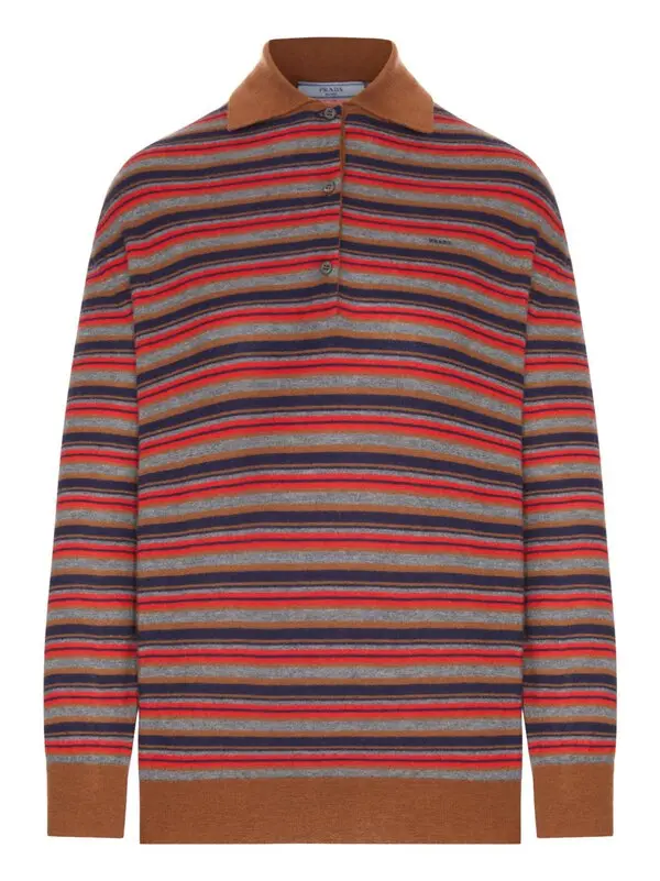Prada Striped Long-sleeve Knit Top - Brown