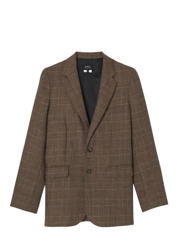 A.p.c. Annie Blazer In Check Pattern - Brown