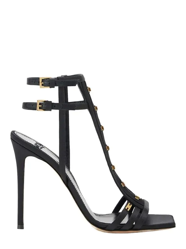 Elisabetta Franchi Sheer Patchwork Buckle Sandals - Black