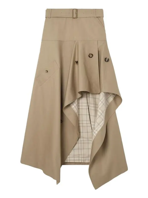 Burberry Cotton Gabardine Trench Skirt - Multicolor