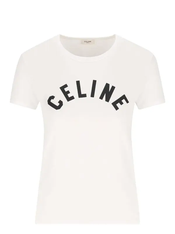 Celine Logo Cotton T-shirt - Multicolor