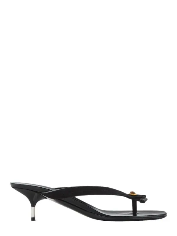 Versace Leather Thong Sandals With Medusa Plaque - Multicolor