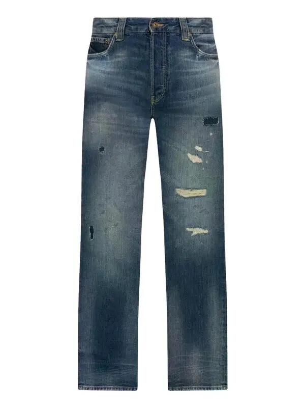 Emporio Armani Distressed Loose-fit Jeans - Blue