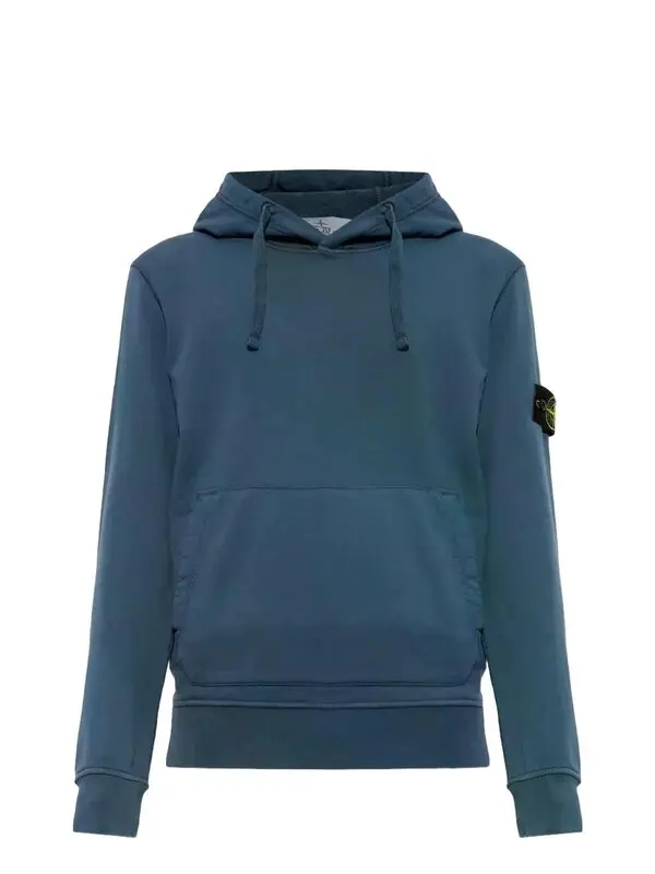 Stone Island Logo Patch Hoodie - Blue
