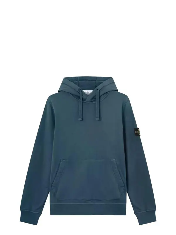 Stone Island Logo Patch Hoodie - Blue