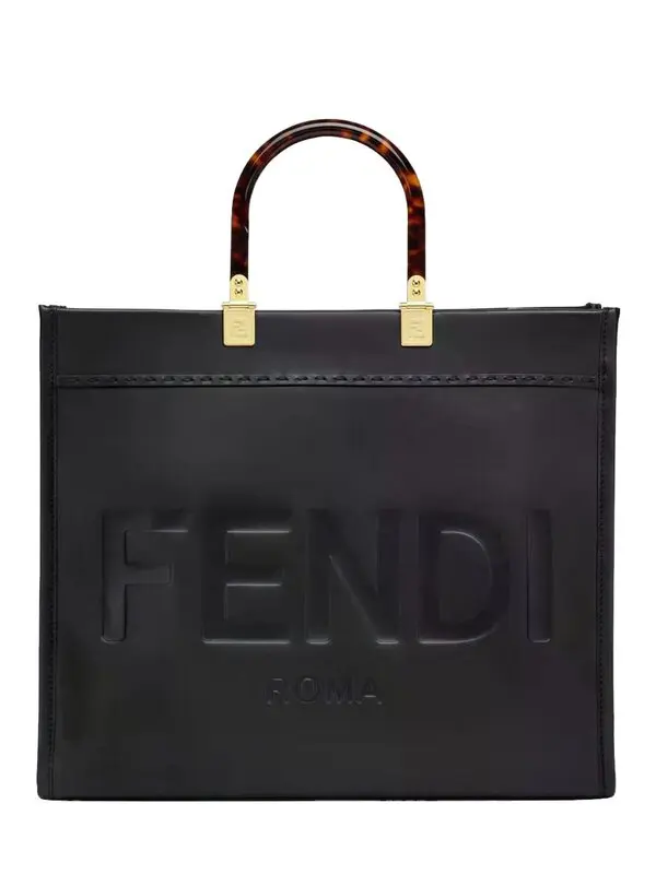 Fendi Sunshine Logo-embossed Tote Bag - Black
