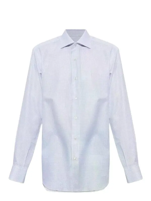 Brioni Check-print Cotton Shirt - Blue