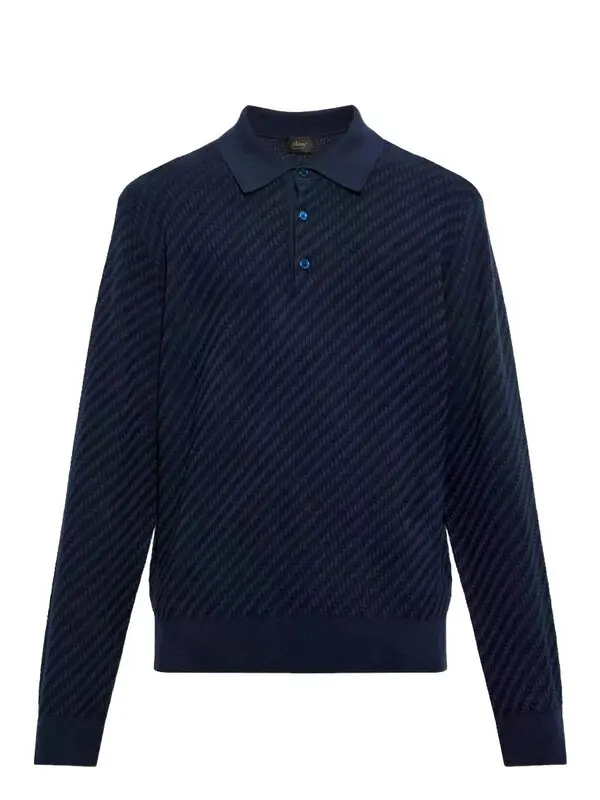 Brioni Long-sleeve Polo Sweater - Blue