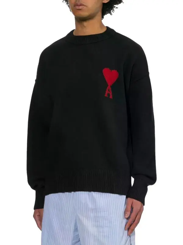 AMI Paris Wool De Coeur Sweater - Black
