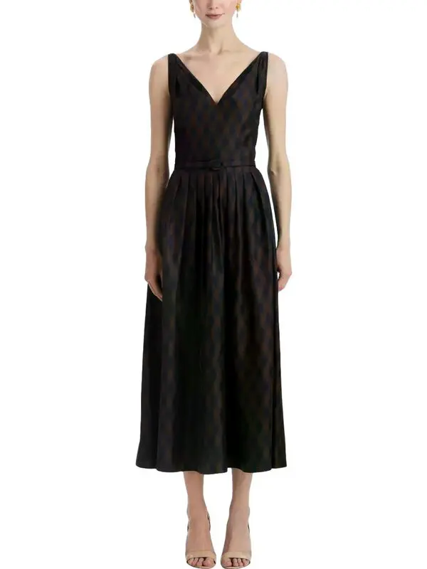 Oscar De La Renta Argyle Silk Twill Midi Dress - Brown
