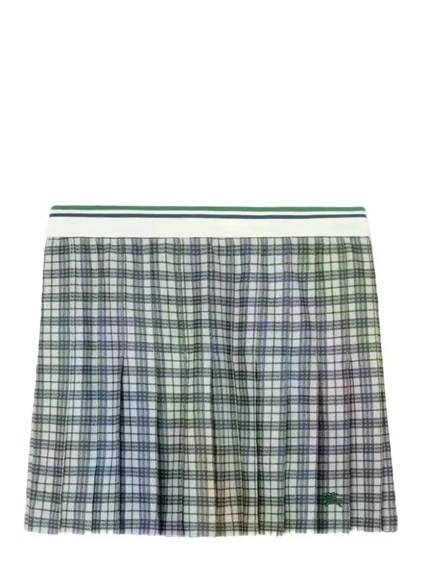 Burberry Check Pleated Mini Skirt - Blue