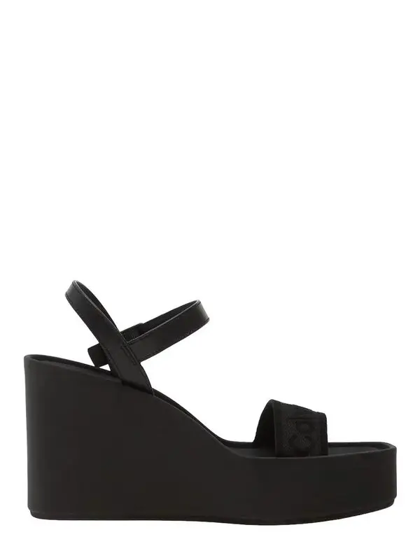 Calvin Klein Embroidered Logo Wedge Sandals - Black