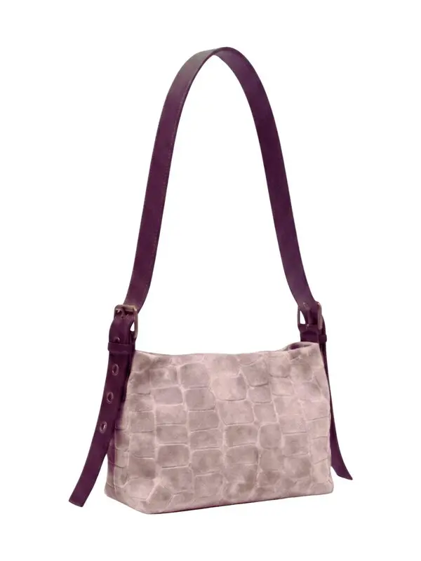 JUAN-JO Neutrals Croc Suede Crossbody Bag - Beige