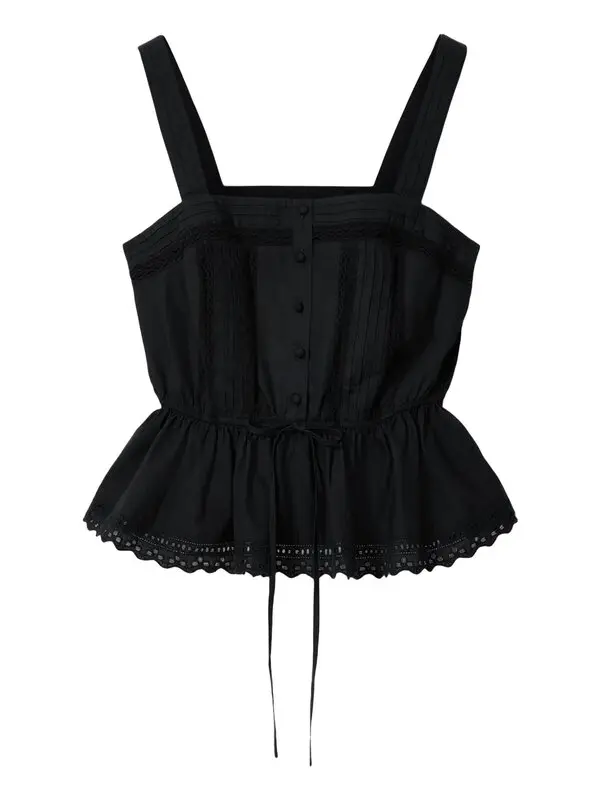 ALLSAINTS Organic Cotton Gwen Top With Lace Trim - Black